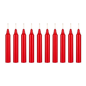 Mega Candles 10 pcs Unscented Red 5 Inch Taper Candles, Multi Purpose, Household General Usage, Emergency Lighting, Church, Prayer Vigils, Religious Ceremonies