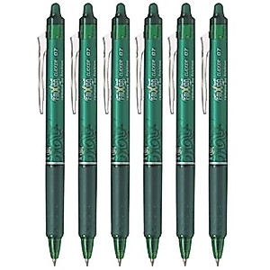 Pilot FriXion Ball Clicker Retractable Erasable Gel Pen, Fine Point, 0.7mm, Green Ink, 6 Count