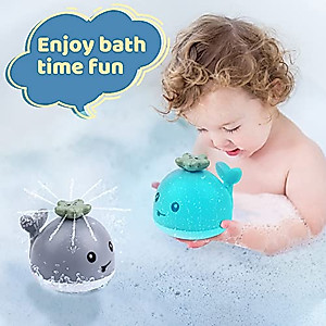 Candyfouse Baby Bath Toys, Whale Spray Swimming Pool Toy, Four Water Spray Patterns, Baby Light Up Bath Tub Toys, Waterproof Design Fun Bath Toys, Smooth Body Safety, Baby Toys for Kids（Grey）