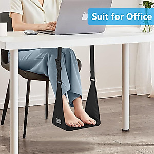 ONECOLE Airplane Footrest - Travel Foot Hommock with Memory Foam, Portable Adjustable Plane Leg Rest, No Clashing Footrest Provides Relaxation and Comfort for Long Flight (Black)