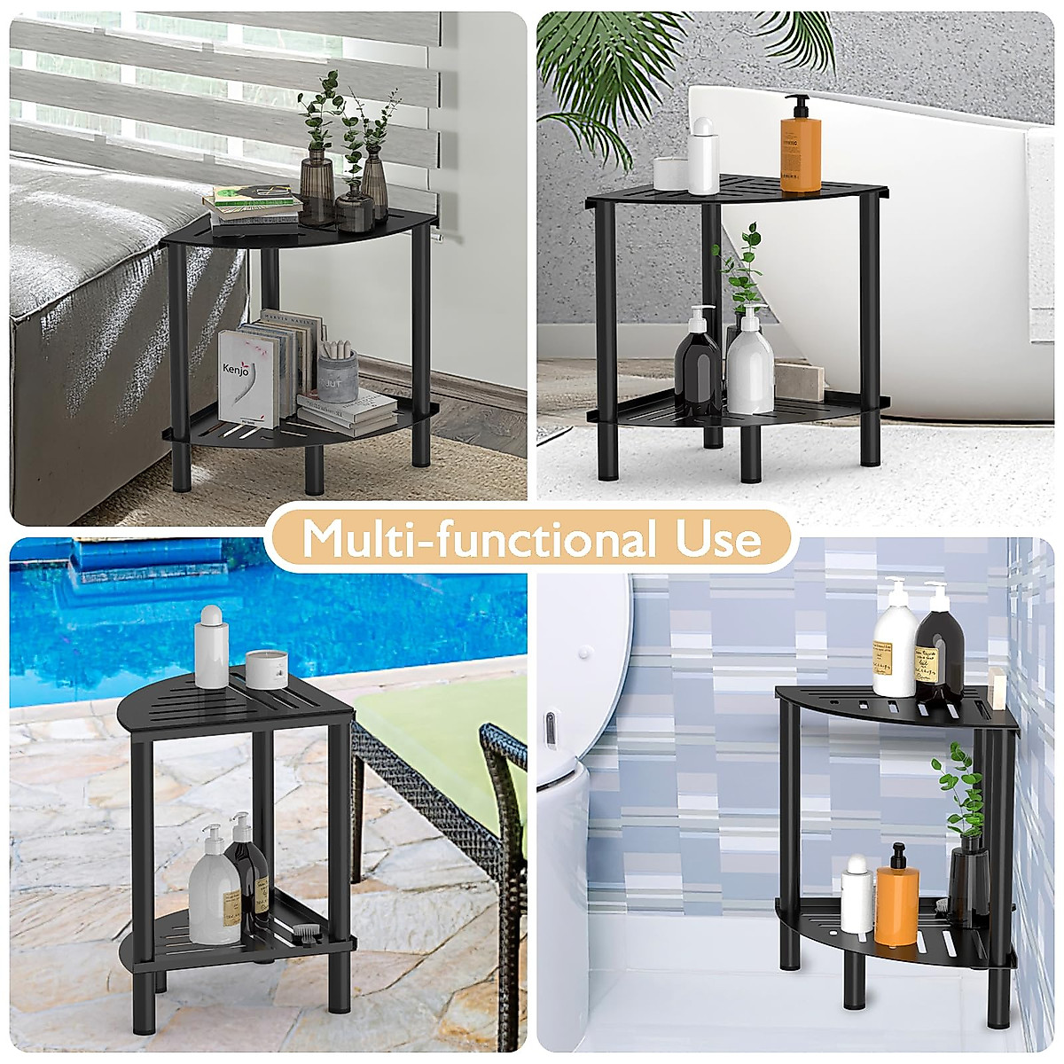 AIMUCT Metal Corner Shower Stool for Inside Shower Stainless Steel Shower Benches for Inside Shower Waterproof Shower Stool Seat with Storage Shelf