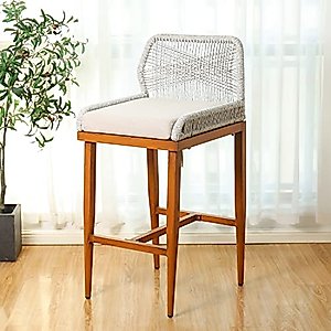 Letusto 30" Rope Woven Bar & Counter Stools – Modern Patio Aluminum Frame Chair Suitable Kitchen Island, Patio, Porch, Restaurant etc. Indoor and Outdoor (Cross Woven Design, 30"(Bar Height))