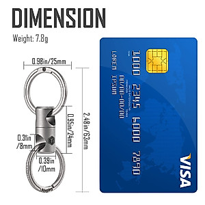 KeyUnity KA15 Double-end Swivel Keychain Key Ring Connector, Titanium Rotatable Key Organizer Linker for Carabiner, Wind Chime, Plant, DIY Accessory (Sandblasted)