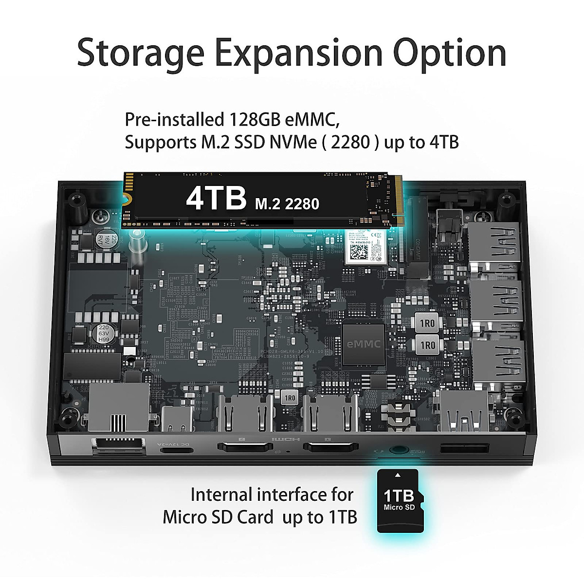 MeLE Quieter2D Fanless Mini PC Window11 Home, Celeron N4000 4GB/128GB Small Desktop, Support M.2 SSD, Dual HDMI 4K,igabit Ethernet on Home IoT