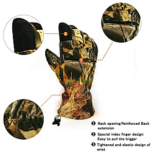Intra-FIT Camo Hunting Gloves,Full Finger,Anti-Slip,Water Resistant Ski Glove for Cold Weather(XL)
