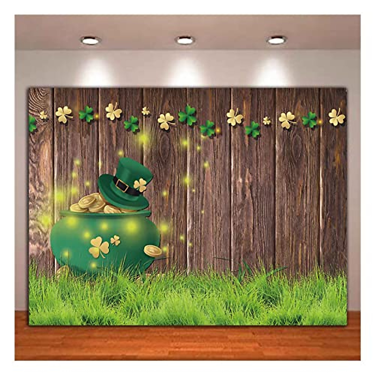 Happy St Patrick's Day Background Lucky Irish Shamrock Board Photography Backdrop for Baby Shower Birthday Party Decor Banner 7x5ft