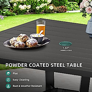 YITAHOME Patio Table, 37" Square Outdoor Patio Dining Table with 1.57" Umbrella Hole, E-Coating Metal Outdoor Dining Table Perfect for Lawn Backyard Garden, Black