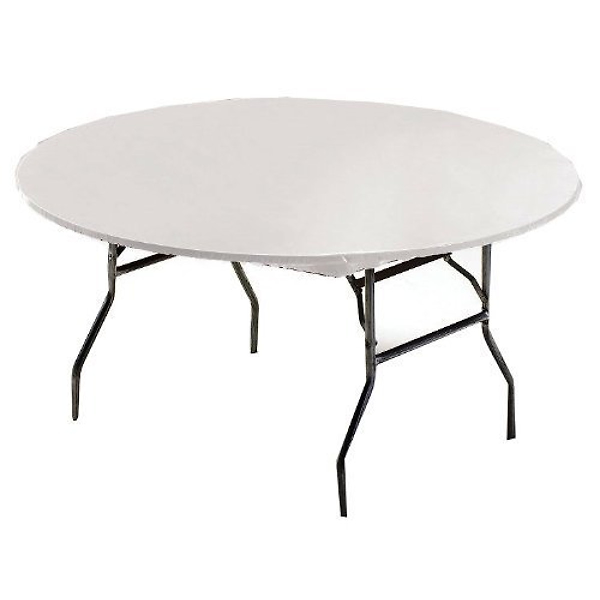 Creative Converting Round Stay Put Plastic Table Cover, 60-Inch, White