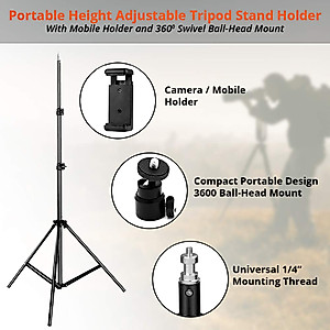 MeeA 82 Inch Tall Extendable Tripod Compatible with Most Cell Phones, DSLRs, Digital Cameras for Selfie and Live Video Travel, Broadcasting/Streaming/vlogging. Black