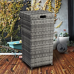 VINGLI 27 Gallon Outdoor Trash Can, Outdoor Dustbin with Convenient Lid for Patio, Garden, Yard, Outdoor Kitchen (Grey with Gradient)