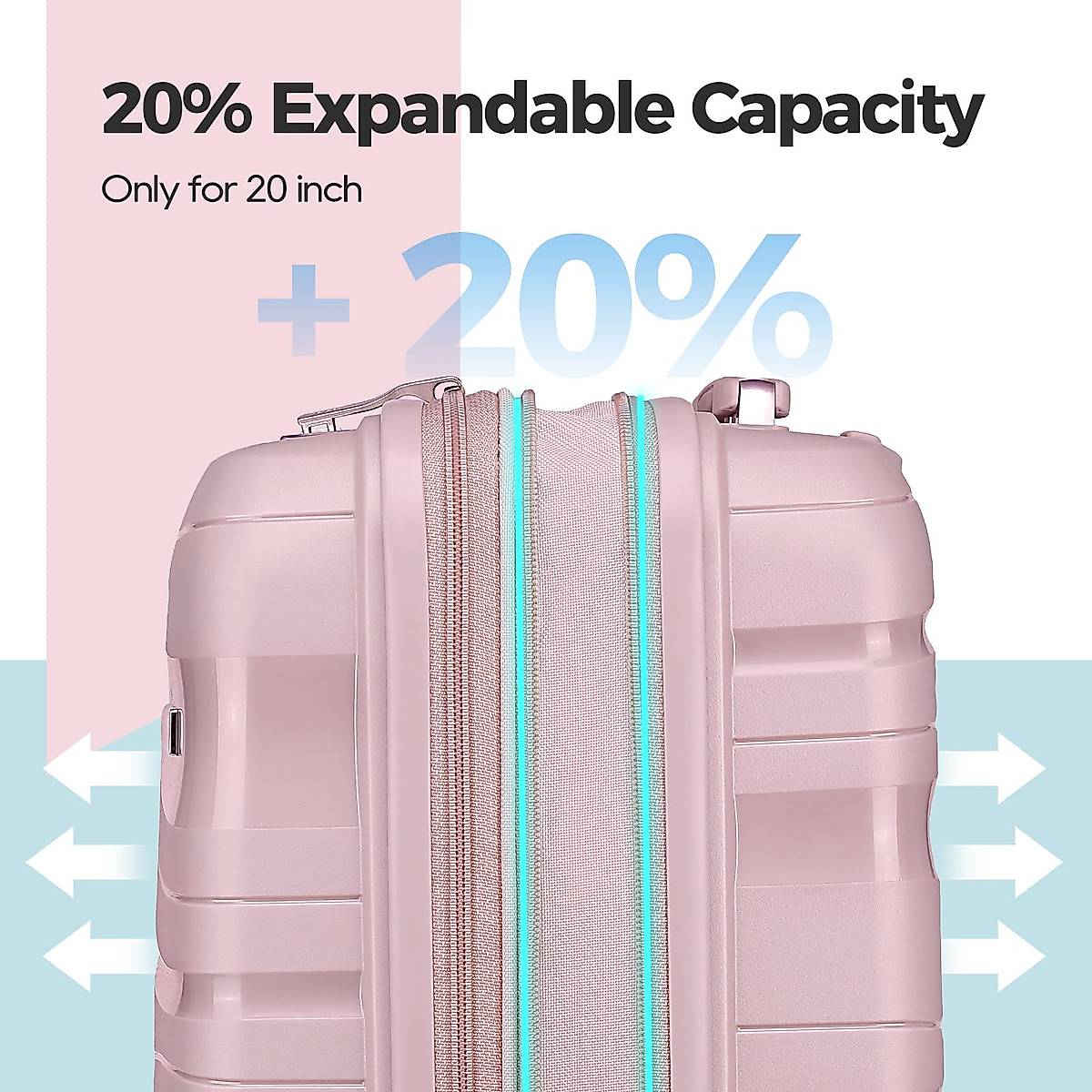 Melalenia Luggage Sets 3 Piece Expandable Suitcase Set, PP Hardshell Suitcase with Spinner Wheels,Lightweight Carry On Luggage with TSA Lock for Women