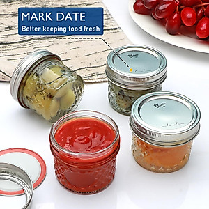 Datttcc 4 oz Mason Jars, Mini Glass Jars, Small Mason Jars with Silver and Yellow Lids for Honey, Jams, Seasonings, for Kitchen, Bathroom, Gift Giving, Pack of 16