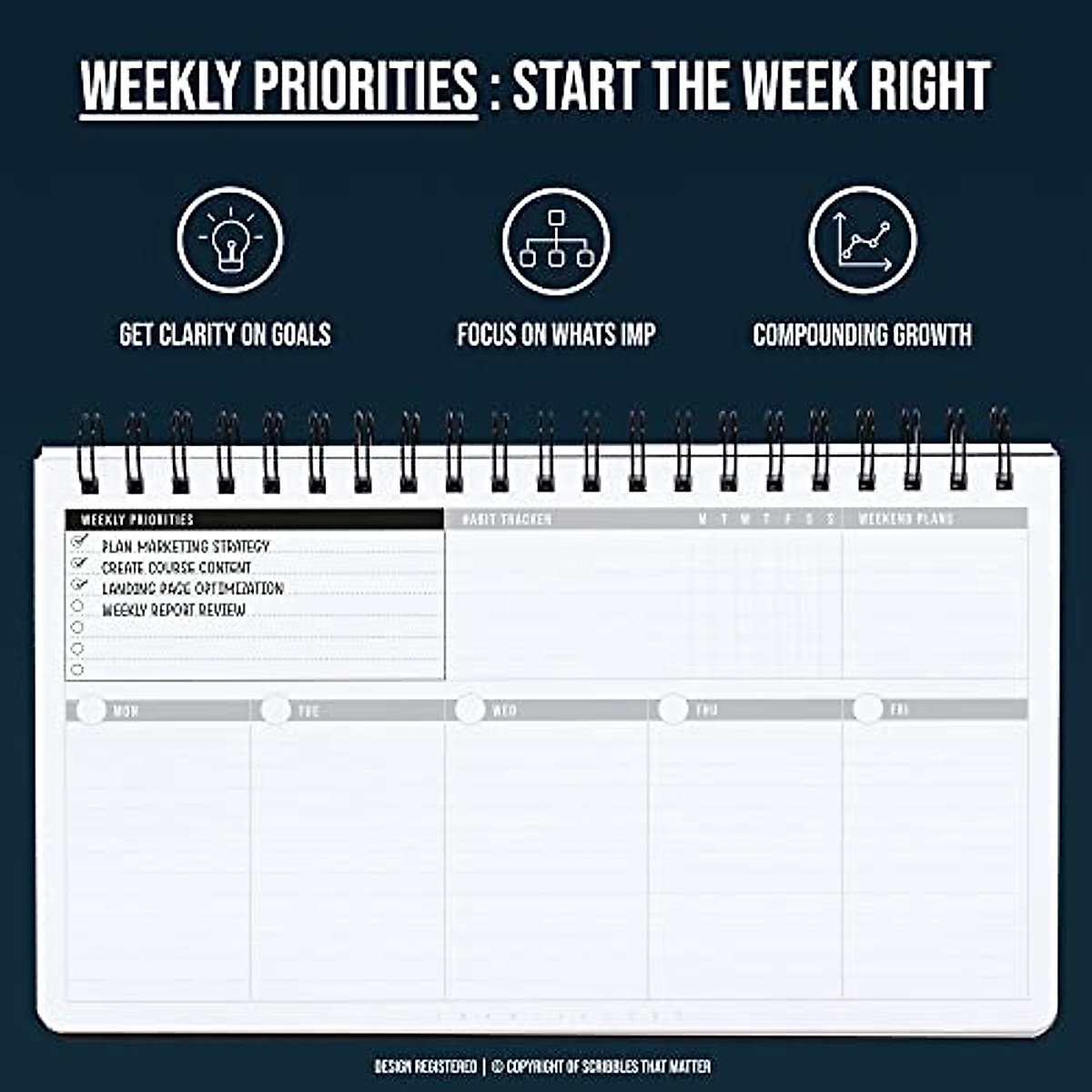 Weekly Planner 2023-2024 (Undated) | Daily Weekly Monthly Planner PRODUCTIVE WEEKS | Academic planner | Organizers for office work, college | Week at a glance planners | For men and women