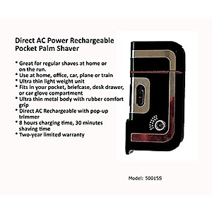 Optimus 50015 Rechargeable Pocket Palm Shaver, Black