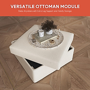 VONLUCE Ottoman Module for Modular Sectional Sofa Couch, 27" x 27" x 18" Square Ottoman Footrest Seat Cube with Storage, Customizable Configuration Lounge Chaise for Living Rooms, Bedrooms, Beige