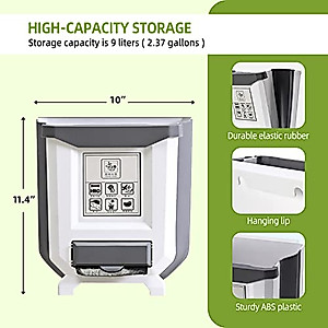 Hanging Kitchen Trash Can, Foldable Waste Bin for Kitchen, Collapsible Hanging Small Garbage Can, Garbage Container for Cabinet/Car/Bedroom/Bathroom, 2.4 Gallon (White)
