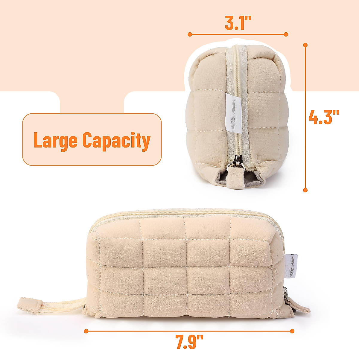 Mr. Pen- Large Capacity Pillow Pencil Case, Beige Pencil Pouch, Pencil Bag, Pen Case, Pen Pouch, Pen Bag, Pencil Pouches, Pencil Bags, School Pencil Case, College Pencil Case, Makeup Pouch