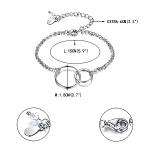 EVER FAITH Mother Daughter Bracelet 925 Sterling Silver Jewelry Gift Double Circles Two Interlocking Infinity friendship Sister Bracelet