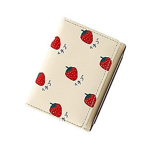 Loxepur Cartoon Fruit Tri-Fold Pu Wallet Multi-Card Slot Small Purse for Gift (Beige)