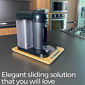 Ibyx Elegant Sliding Tray for Your Coffee Maker & Heavy Kitchen Appliances - Sturdy, Slides Easily from Under The Cabinet (Black, Medium - Long (9.5” X 14”))