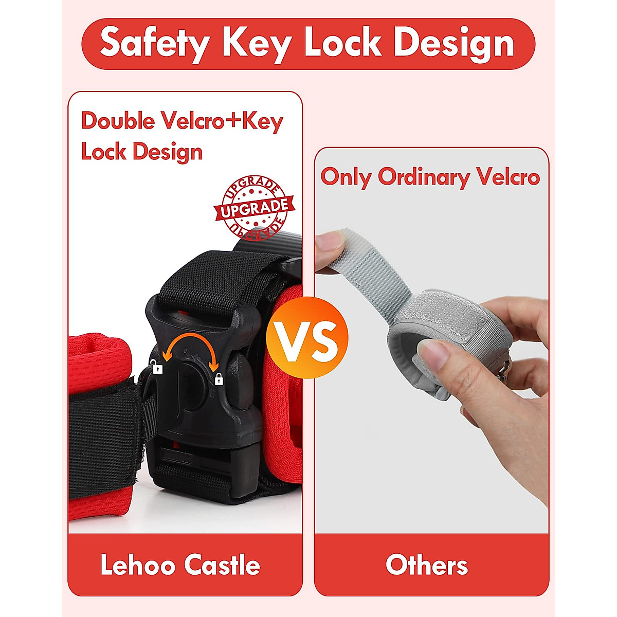 Lehoo Castle Toddler Harness with Leash, 4-in-1 Toddler Leash with Anti Lost Wrist Link for Toddlers, Kid Leashes for Girls, Baby Leashes for Toddlers (Minnie)