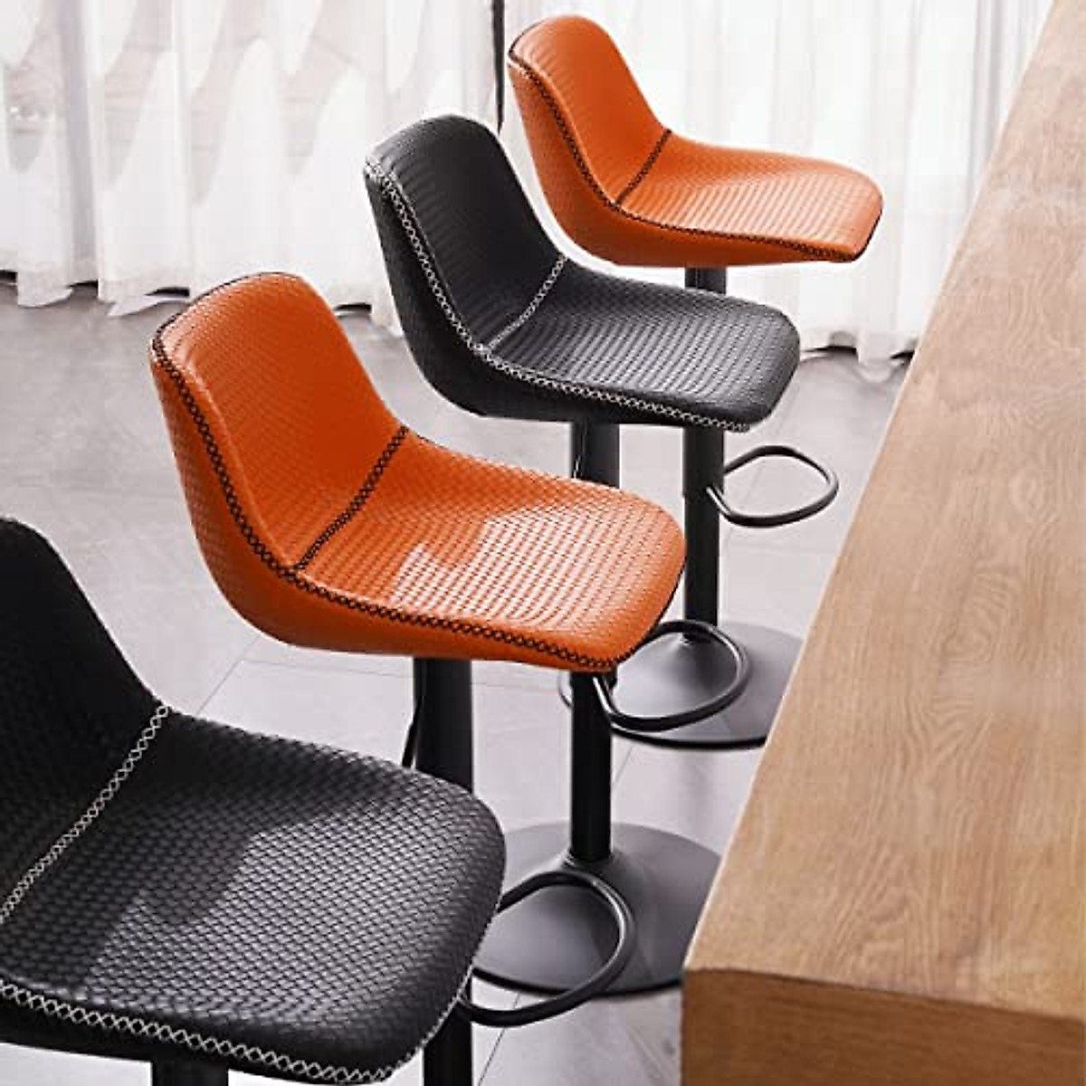 YOUNUOKE Bar Stools Set of 2 Modern Faux Leather Swivel Counter Height Barstools with Back Adjustable Tall Bar Stool Chairs for Kitchen Islands