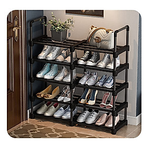 XIHAMA Shoe Rack 5 Tiers Tall Shoe Rack for Entryway 20-24 Pairs Shoe and Boots Sturdy Organizer Storage Shelf Space Saving Large Shoe Tower Durable Black Metal Stackable Shoe Cabinet