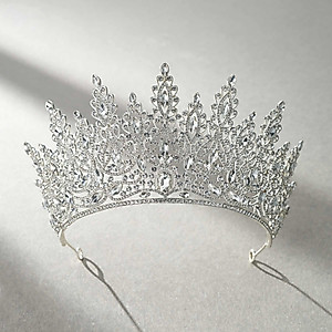 SWEETV Tiara Crown for Women, Wedding Tiara for Bride, Crystal Princess Headpiece, Girls Quinceanera Prom Pageant Crown Diadem, Silver