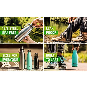 Stainless Steel Water Bottle – 25 oz Vacuum Insulated Double Wall with Screw Lid/Leak Proof Thermal Travel Sports Flask Coffee Canteen - 25 oz, Black