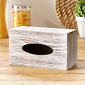 Barnyard Designs Rustic Distressed Wooden Rectangular Tissue Box Cover - Decorative Bathroom Facial Tissue Box Holder Farmhouse Country Decor, 10.5” x 6” x 4.5”