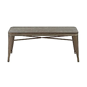 LumiSource Oregon Bench with Antique Metal and Espresso Bamboo BC-OR BKLS ANE