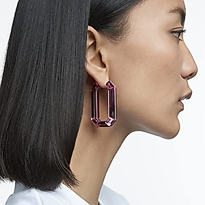 SWAROVSKI Lucent hoop earrings, Pink, Rhodium Finish