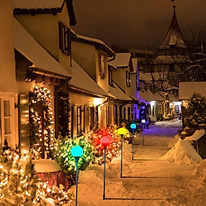 Aurio Outdoor Garden Pathway Yard Spikes, Color Changing Lights with Bluetooth Speaker, Smart Pixel Bulbs, 15-Pack