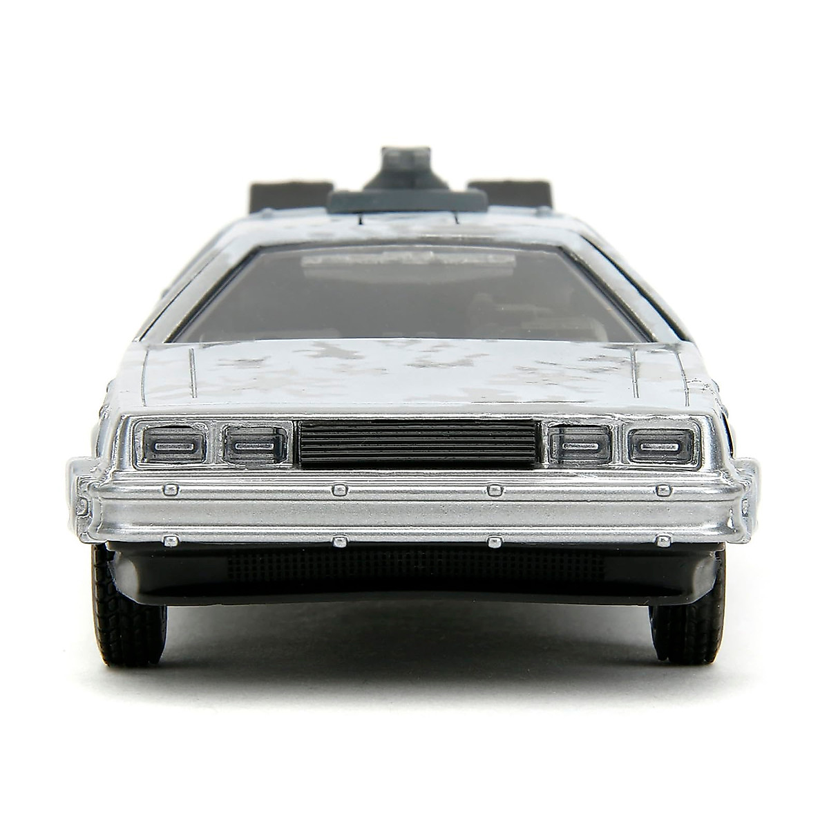 DMC Delorean Time Machine Brushed Metal (Frost Version) Back to The Future (1985) Movie Hollywood Rides Series 1/32 Diecast Model Car by Jada 34785