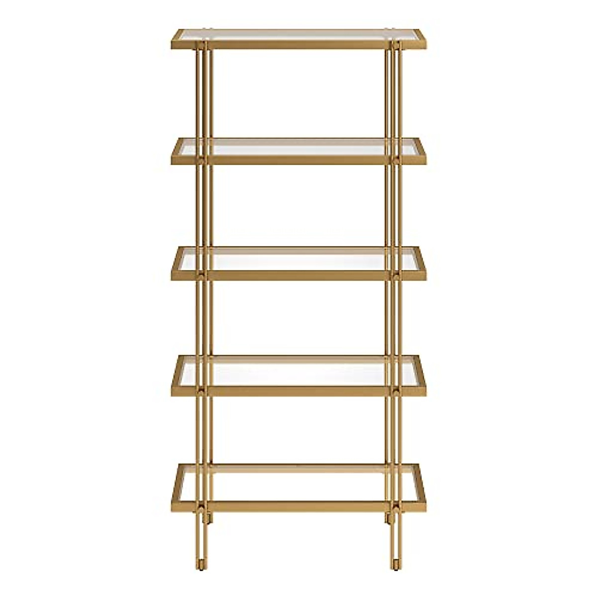 Henn&Hart 68" Tall Rectangular Bookcase in Brass, for Home Office, Living Room