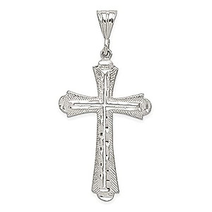 Diamond2Deal Gift for Mothers Day 925 Sterling Silver Diamond-cut Religious Crucifix Cross Pendant Fine Jewelry for Women