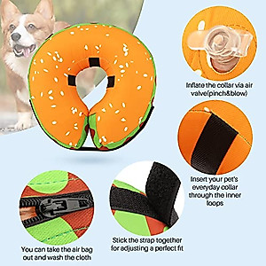 BEBANG Soft Dog Cones, Recovery Collar Protective Inflatable Collar for Pets, Dog Neck Donut Dog Cone Alternative After Surgery, E Collar for Medium Dogs, Adjustable Pet Recovery Cone After Surgery