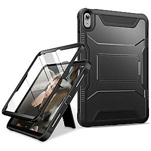 DTTO Case for iPad 10th Generation 10.9 Inch 2022 Release, iPad Case with Kickstand and Built-in Screen Protector, Durable Shockproof Full Body Protective Cover for Apple iPad 10.9 Inch - Black