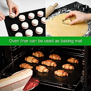 2 Pack Oven Liner Mat + 2 Oven Rack Edge Protector Guard,Heavy Duty&Non Stick Oven Liners For Electric Grill Gas-Keep Oven Clean,Silicone Oven Rack Shields-Protect Hands Against Burns And Scars,Black