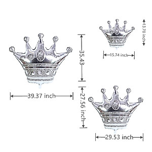 Generic 10 Pcs Crown Balloon Silver Balloon Crown Mylar Balloon for Wedding Birthday Girl Theme Party Decoration