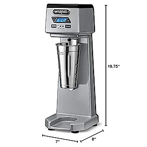 Waring Commercial WDM120TX Heavy-Duty Single 1Hp Spindle Drink Mixer with Countdown Timer, Digital Display, Automatic Start/Stop, 120V, 5-15 Phase Plug, 22" x 9" x 10.38"