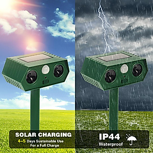 Solar Mouse Repellent, Snake Repellent, Mole Repellent, Gopher Repellent, Vole Repellent, Waterproof Pest Rat Repellent for Yard Garden Lawn Outdoor