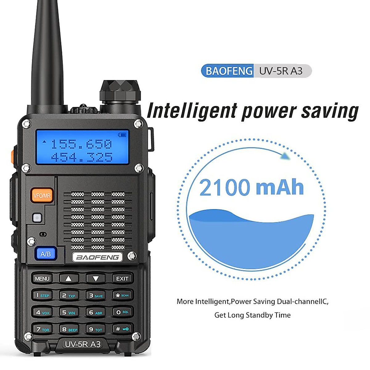 BaoFeng BF-5R A3 Tri-Band Portable Two Way Radio Ham Radio with 220 Antenna Full Kits