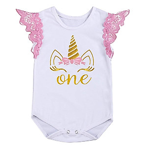 MYRISAM Baby Girls Birthday Cake Smash Unicorn Outfits Princess Romper Bodysuit Rainbow Skirt Unicorn Headband Shoes