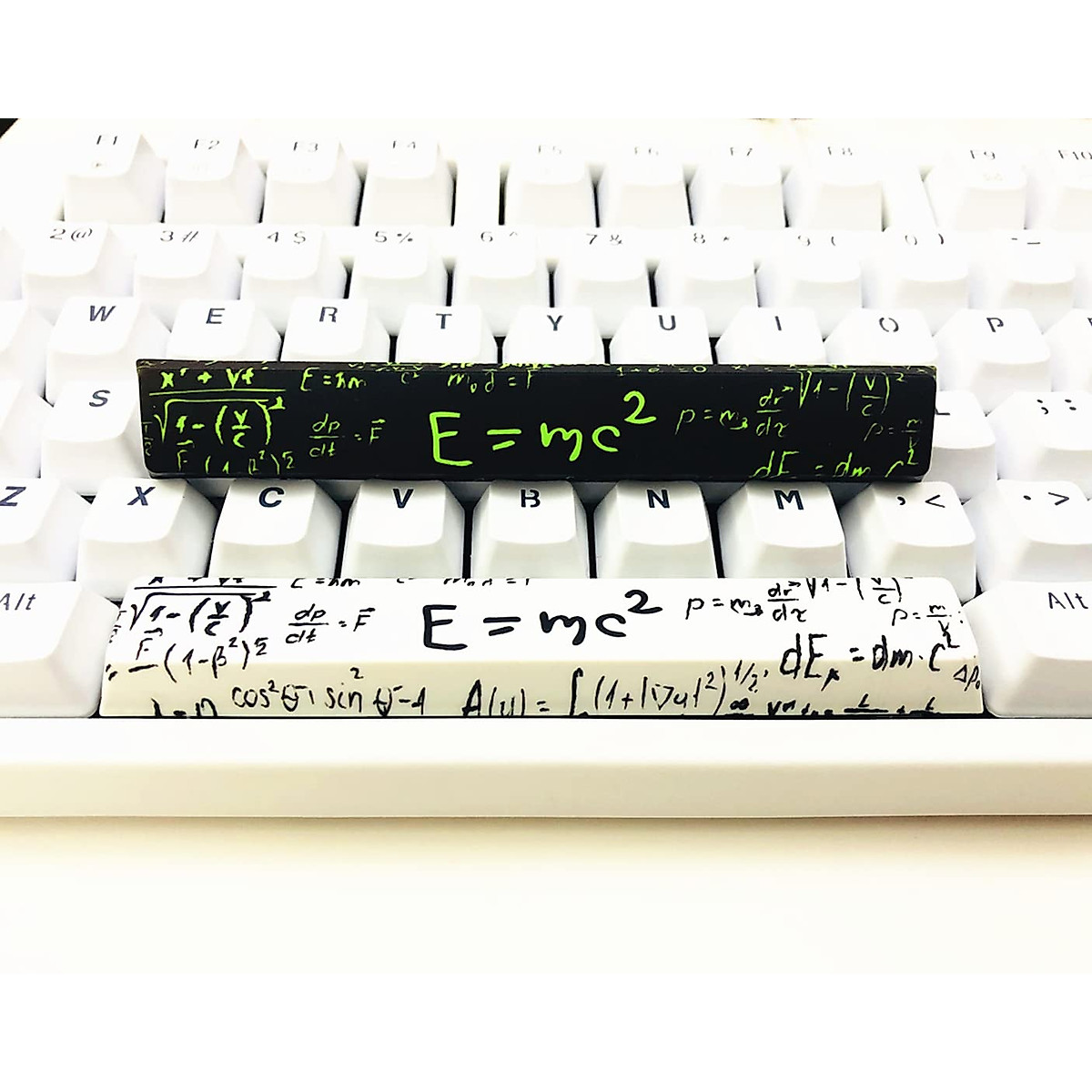 Novelty Spacebar Artisan Keycap PBT Dye Subbed 6.25u 6.5u Custom Keycaps OEM Profile for Standard ANSI Cherry MX Mechanical Gaming Keyboards (6.25u E=mc² (Black))