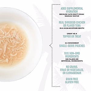 Tiki Pets Born Carnivore Broths Wet Cat Food Topper, Variety Pack 1.3 oz. Pouches (24 Count)