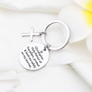 bobauna St Christopher Traveller Keychain Religious Safe Travel Gift (St Christopher journey keychain)