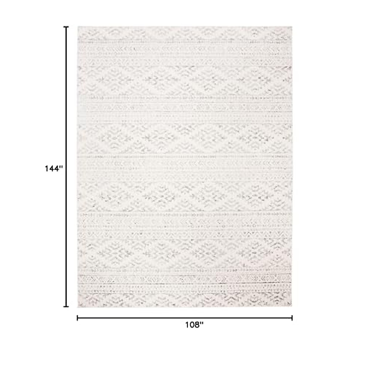 SAFAVIEH Tulum Collection Area Rug - 9' x 12', Ivory & Grey, Moroccan Boho Tribal Design, Non-Shedding & Easy Care, Ideal for High Traffic Areas in Living Room, Bedroom (TUL272A)