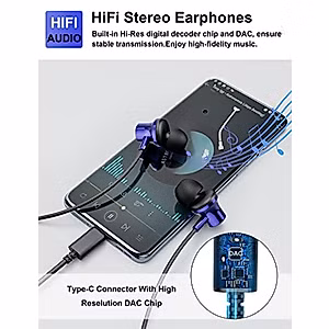 ACAGET USB C Headphones, Magnetic Earbuds for Pixel 7 Pro 6A 6 USB Type C Earphones with Mic Noise Canceling HiFi Stereo Headset for Samsung Galaxy S23 Ultra S22 Plus S21 FE A53 iPad Pro Air Oneplus 9