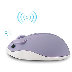 elec Space 2.4G Wireless Mouse, Cute Animal Hamster Shape Silent Mouse, Portable Mobile Optical Mouse with USB Receiver, 3 Buttons Cordless Mouse for PC Mac Laptop Notebook Computer(Purple)